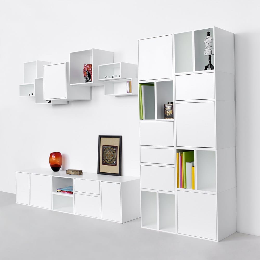 Cubit in 15 colours and natural walnut veneer