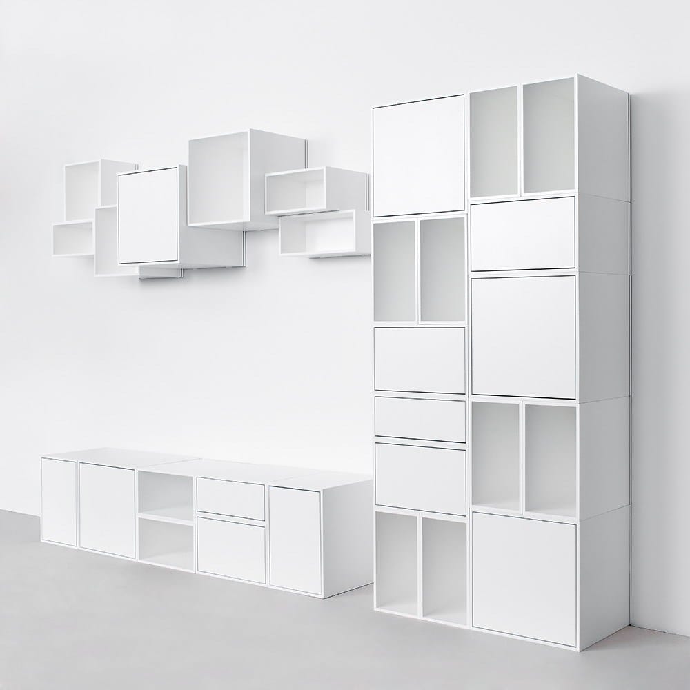 Cubit in 15 colours and natural walnut veneer