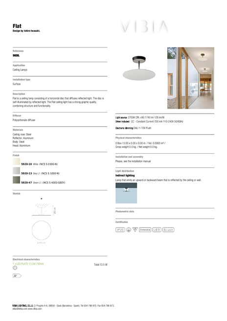 FLAT 5920 | Ceiling lamp By Vibia design Ichiro Iwasaki