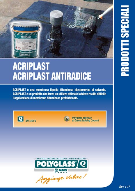 Impermeabilizzazione liquida ACRIPLAST - ACRIPLAST ANTIRADICE - POLYGLASS