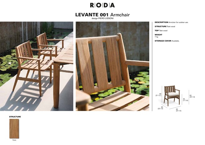 Teak garden chair with armrests LEVANTE 001 Levante Collection By RODA ...