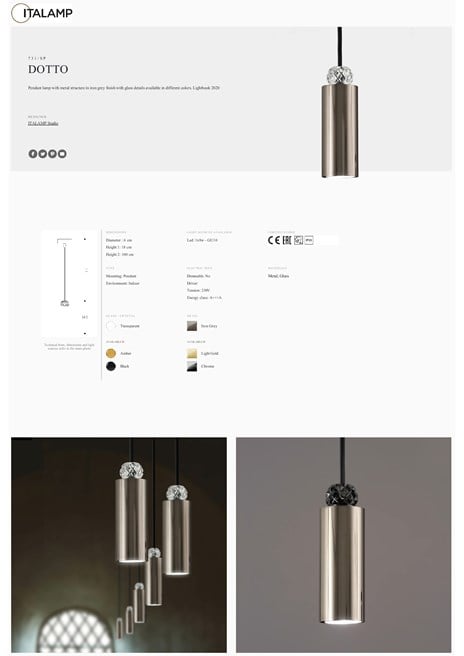 LED direct light metal pendant lamp DOTTO By Italamp