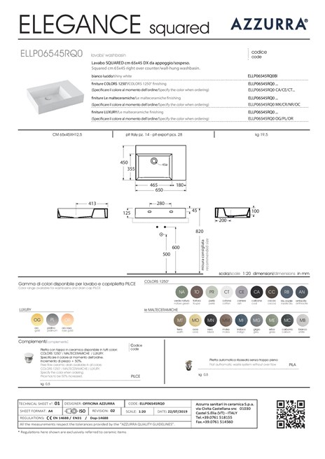 ELEGANCE SQUARED | Lavabo By Azzurra Ceramica
