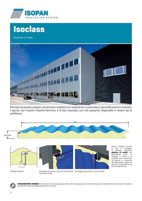 Pannello metallico coibentato per facciata ISOCLASS - ISOPAN