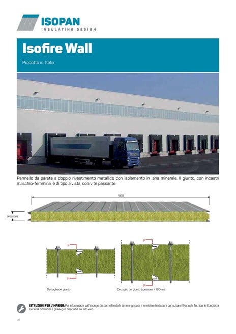 Pannello metallico coibentato per facciata ISOFIRE WALL By ISOPAN