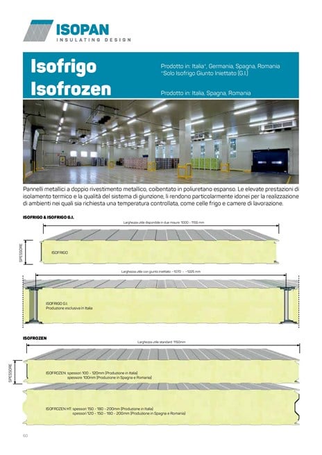Pannello metallico coibentato per pareti ISOFROZEN - ISOPAN