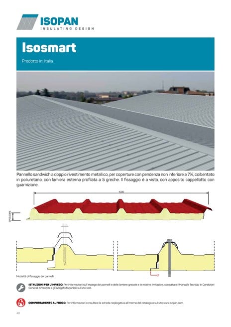 Pannello metallico coibentato per copertura ISOSMART - ISOPAN