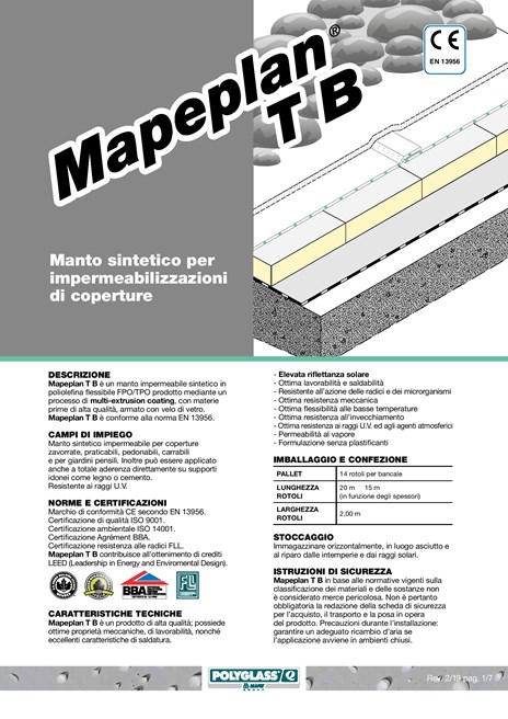 Manto impermeabile sintetico in poliolefina MAPEPLAN® TB - POLYGLASS