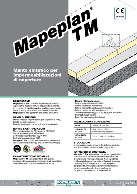 Manto impermeabile sintetico in poliolefina MAPEPLAN® TM - POLYGLASS