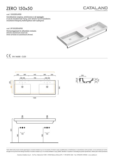 NEW ZERO | Double washbasin By CERAMICA CATALANO