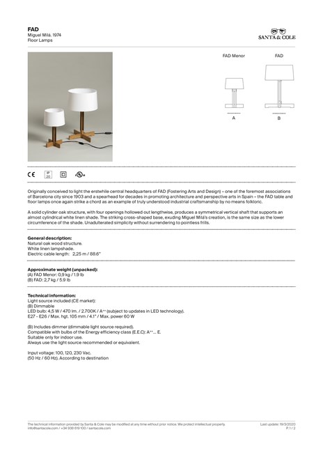 FAD | Table lamp FAD Collection By Santa & Cole design Miguel Milà