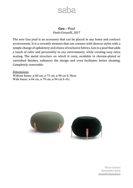 GEO | Pouf By Saba Italia design Paolo Grasselli