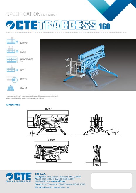 Overhead platform TRACCESS 160 Traccess Collection By CTE
