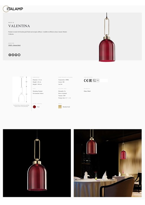 VALENTINA 4025/S | Pendant lamp Valentina Collection By Italamp design ...