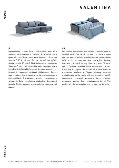 VALENTINA | Sofa bed with chaise longue Shapes Collection By Dienne Salotti