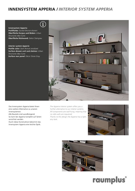 Sectional wall-mounted wooden storage wall APPERIA By raumplus