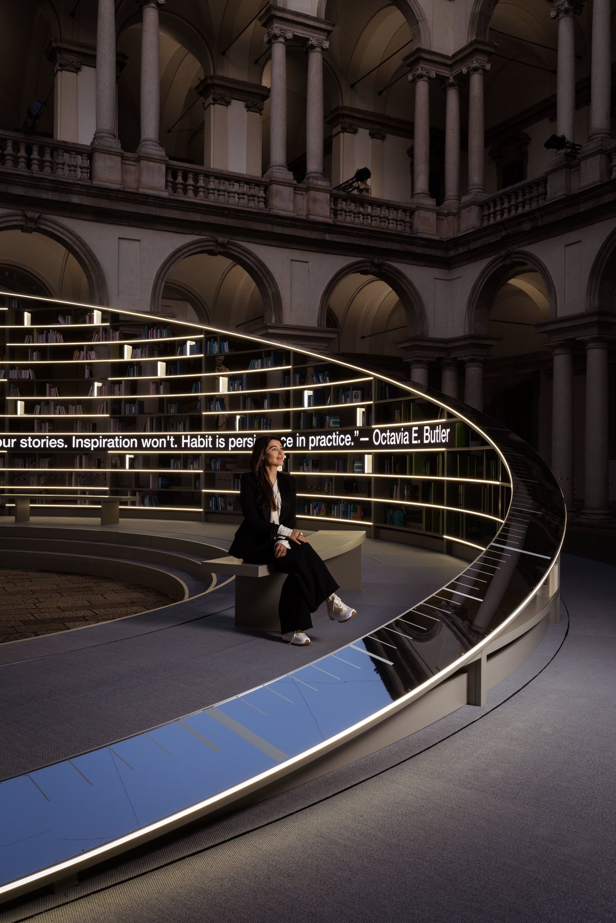 Fuorisalone 2025: the Library of Light installation at Pinacoteca di Brera
