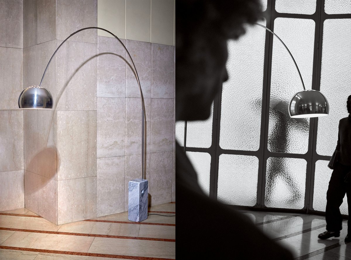 Flos icons showcased in a visual narrative by Barbara Corti and Omar Sosa