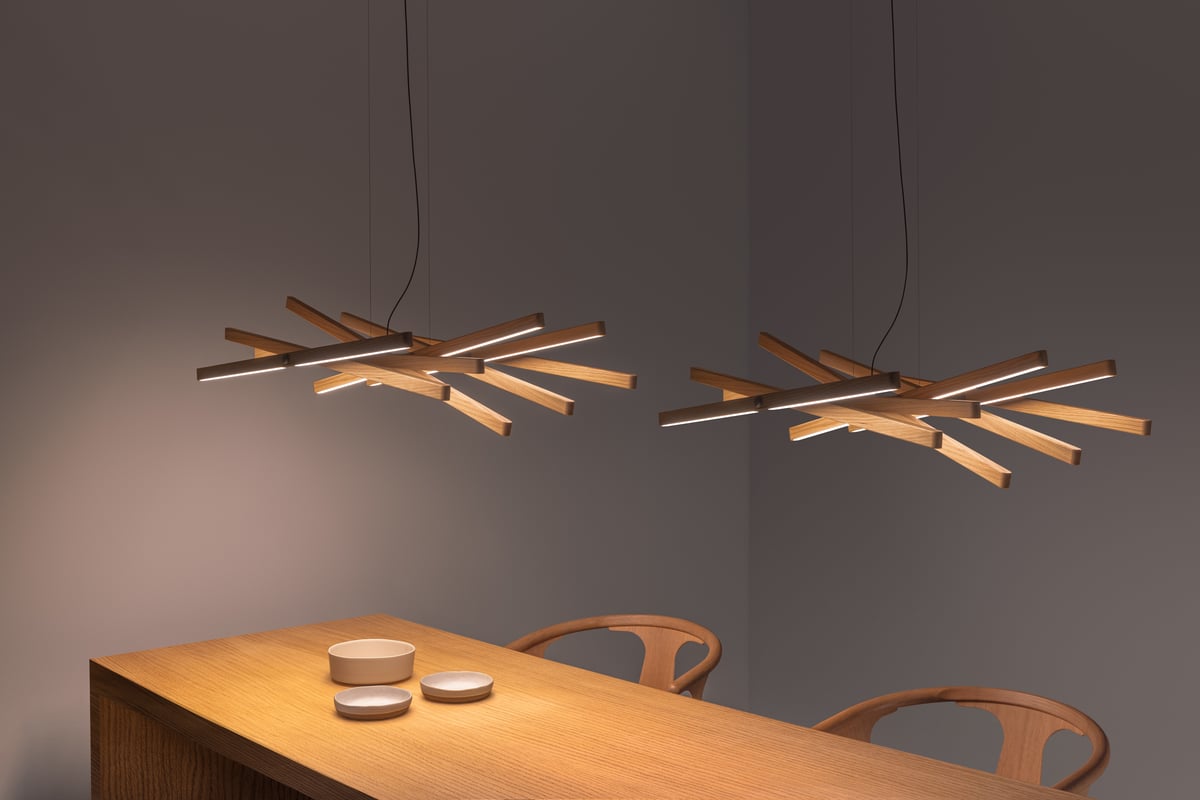 Wood finishes for the Rhythm lamp by Vibia