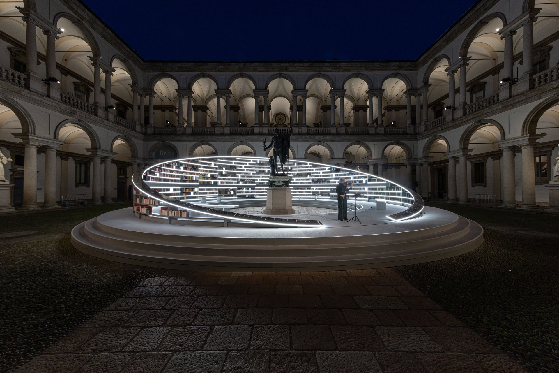 Fuorisalone 2025: the Library of Light installation at Pinacoteca di Brera