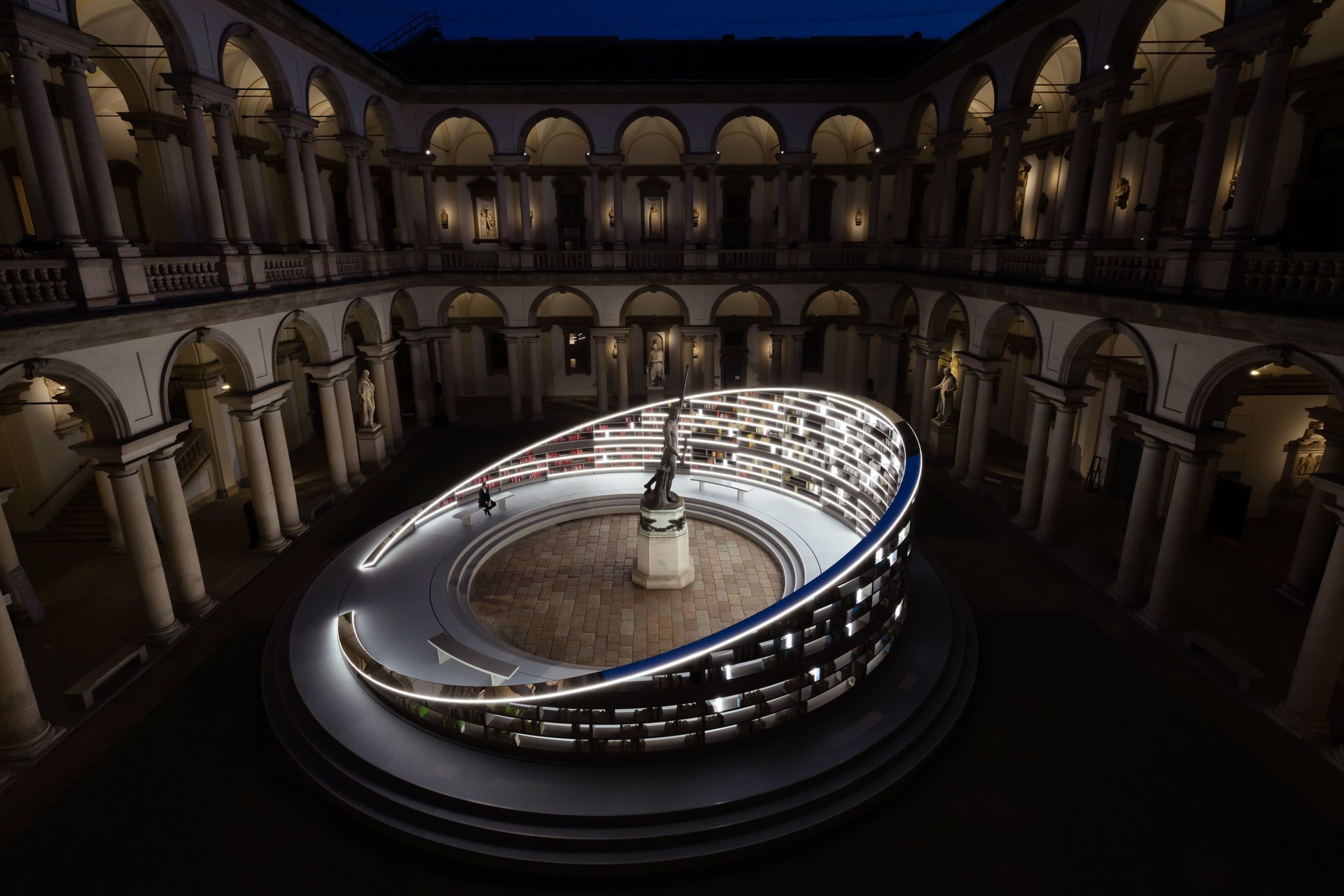 Fuorisalone 2025: the Library of Light installation at Pinacoteca di Brera