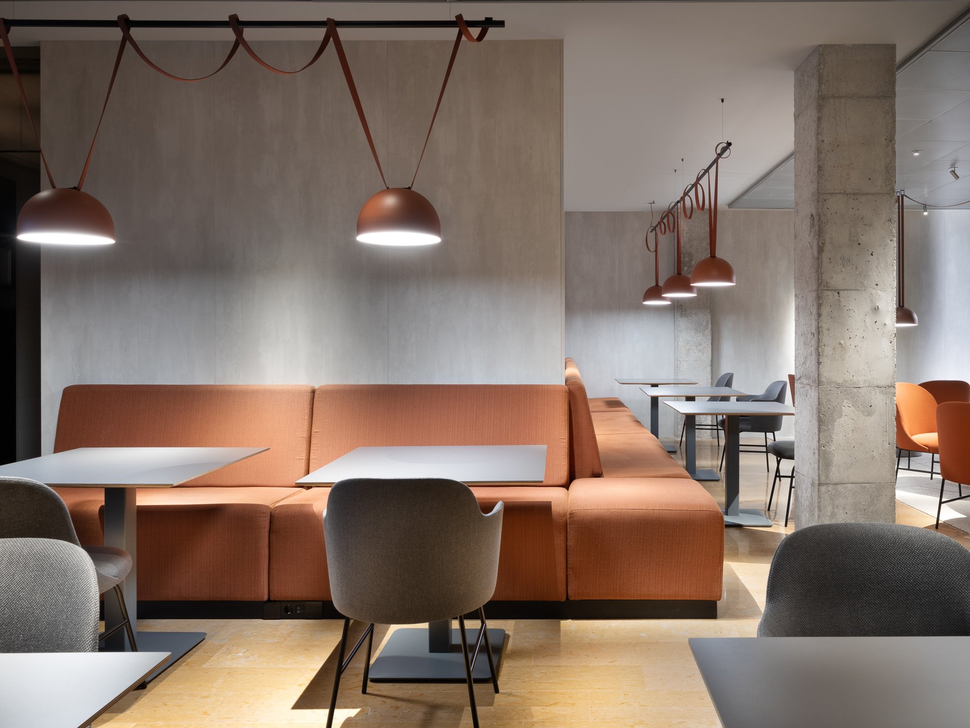 Vibia pendant lamps illuminate a coworking space in Barcelona