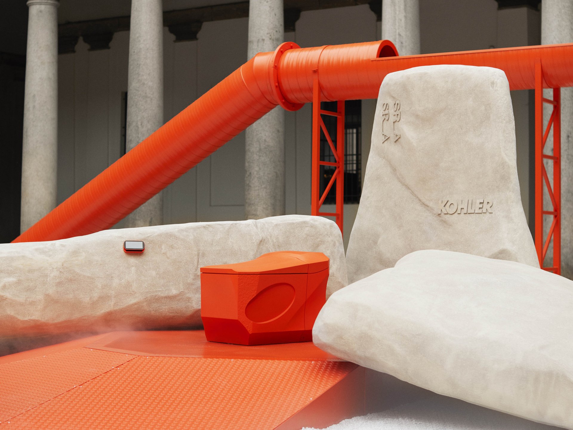 The Kohler installation at Fuorisalone 2024 created with Samuel Ross and SR_A