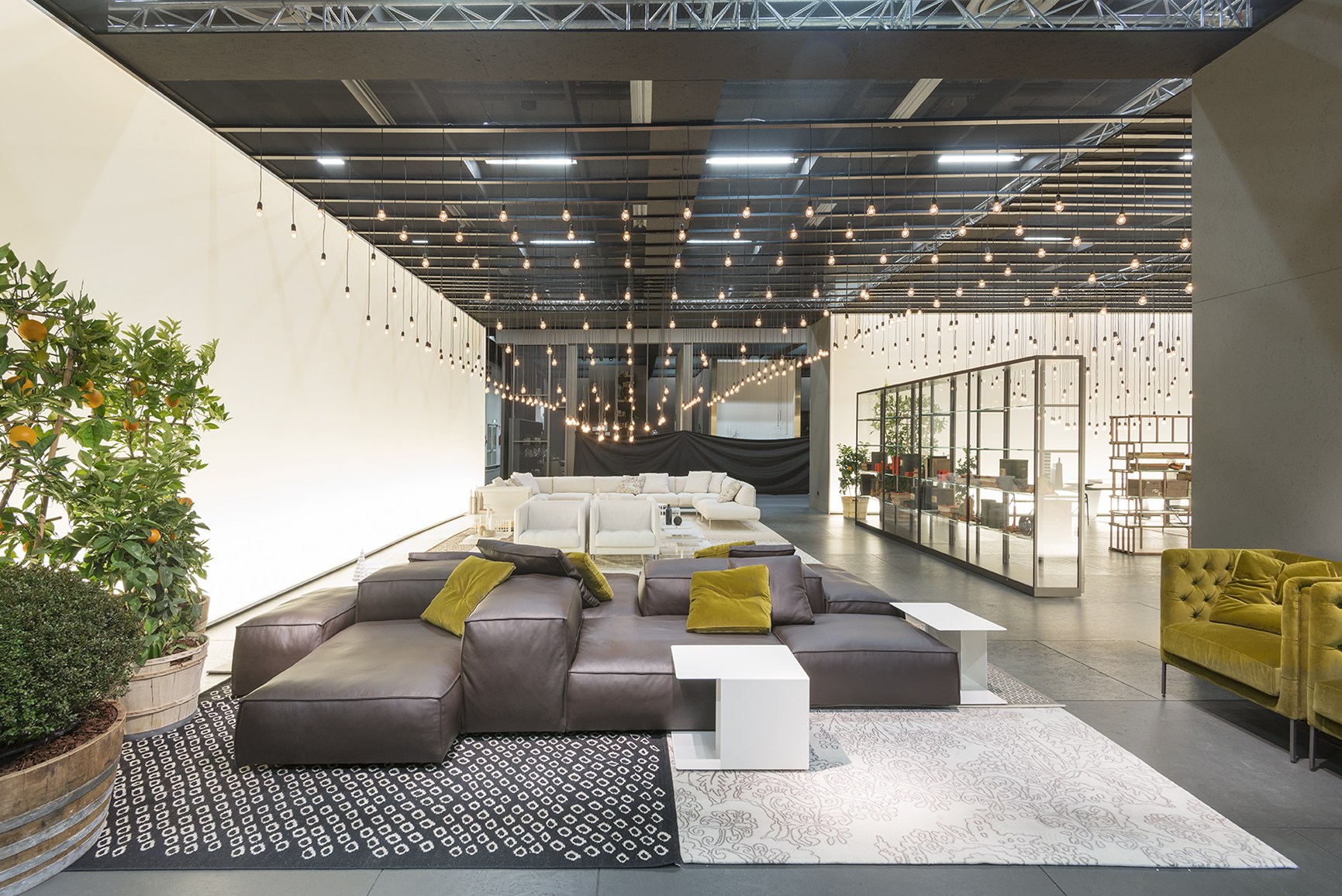 The new Living Divani collections under a sparkling cascade of light