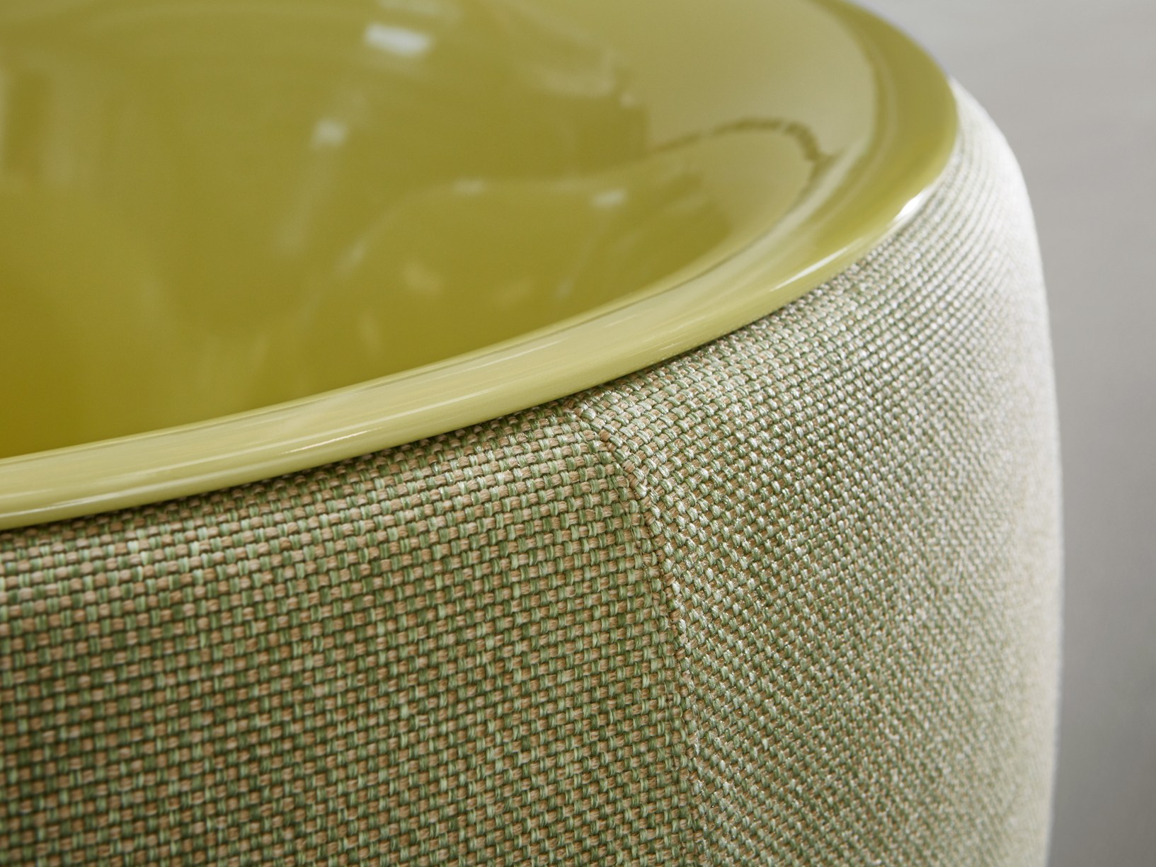 The bathtub is dressed in fabric