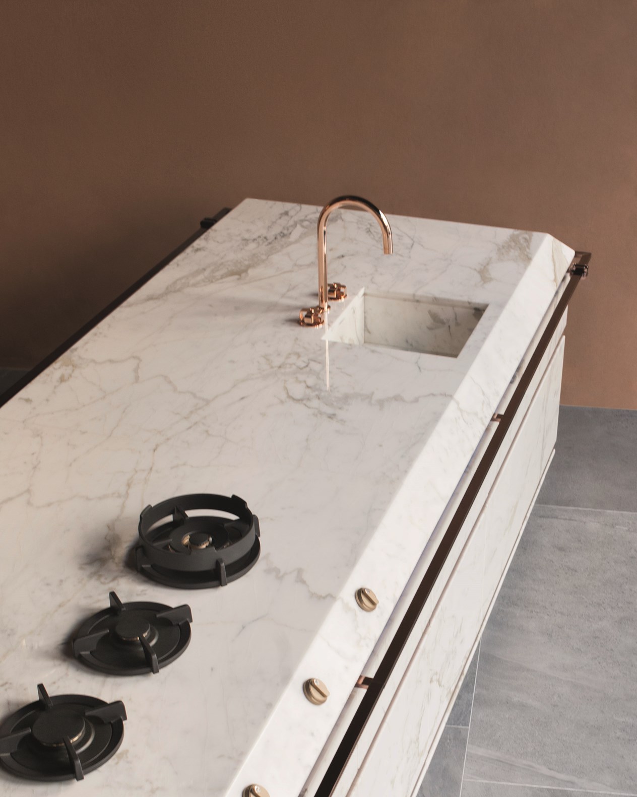 Marble + metal. The new Fendi kitchen