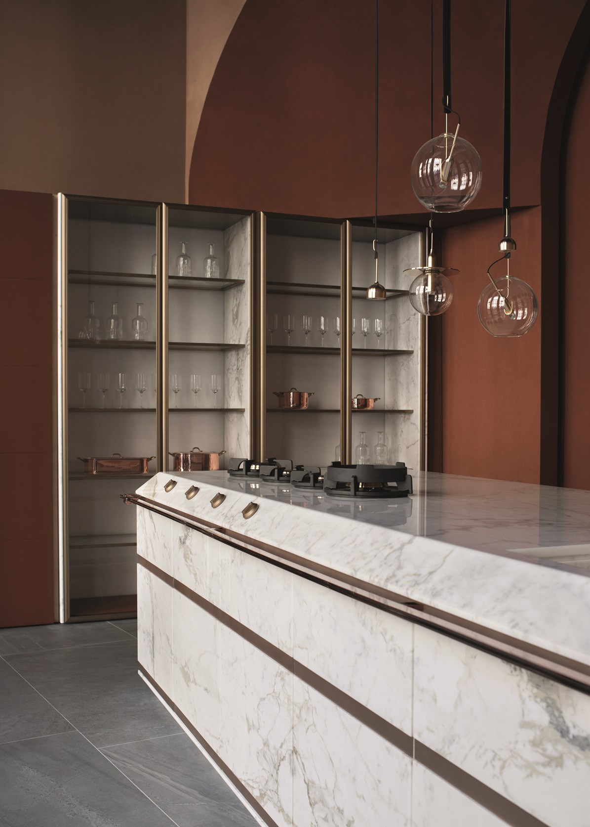 Marble + metal. The new Fendi kitchen