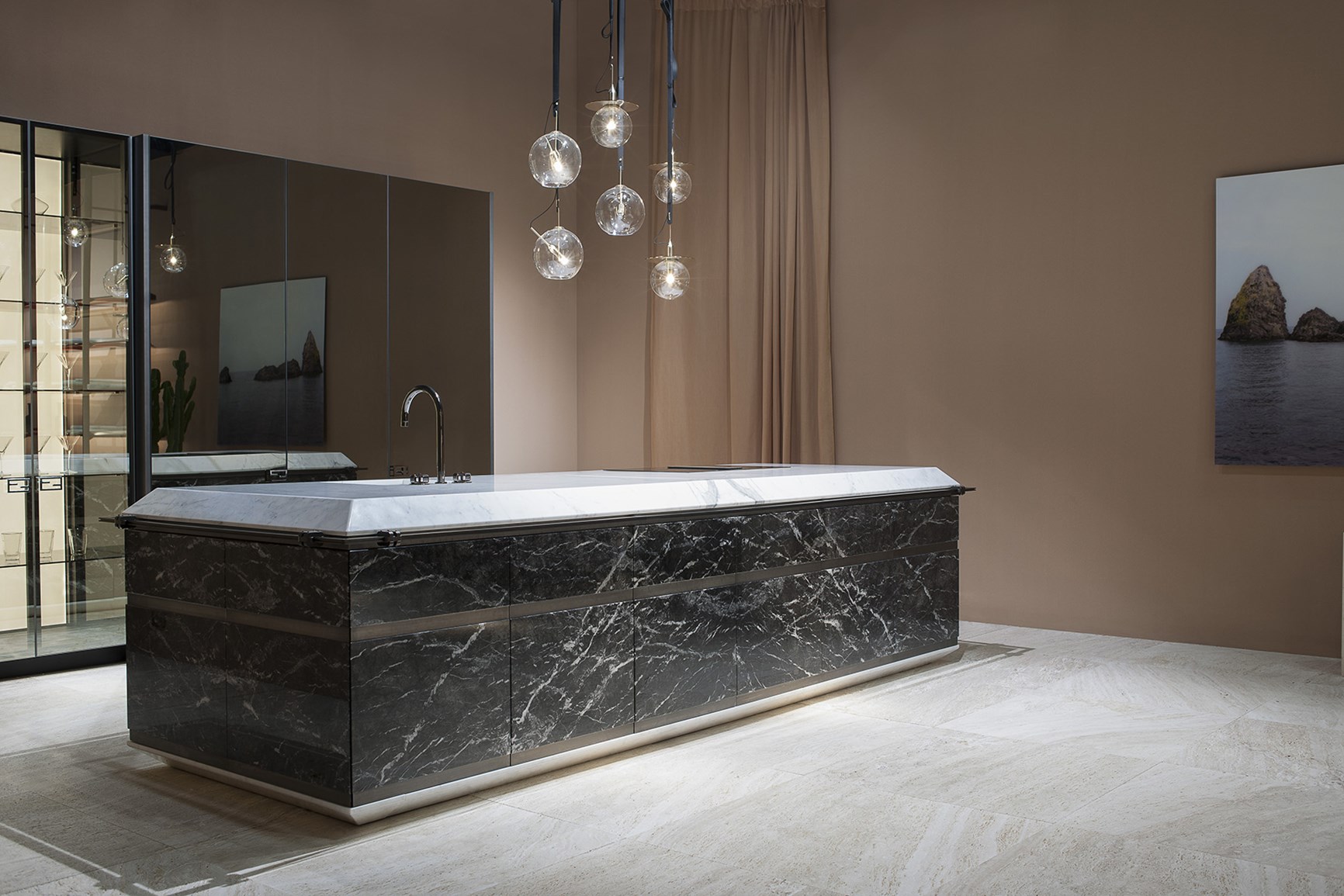 Marble + metal. The new Fendi kitchen