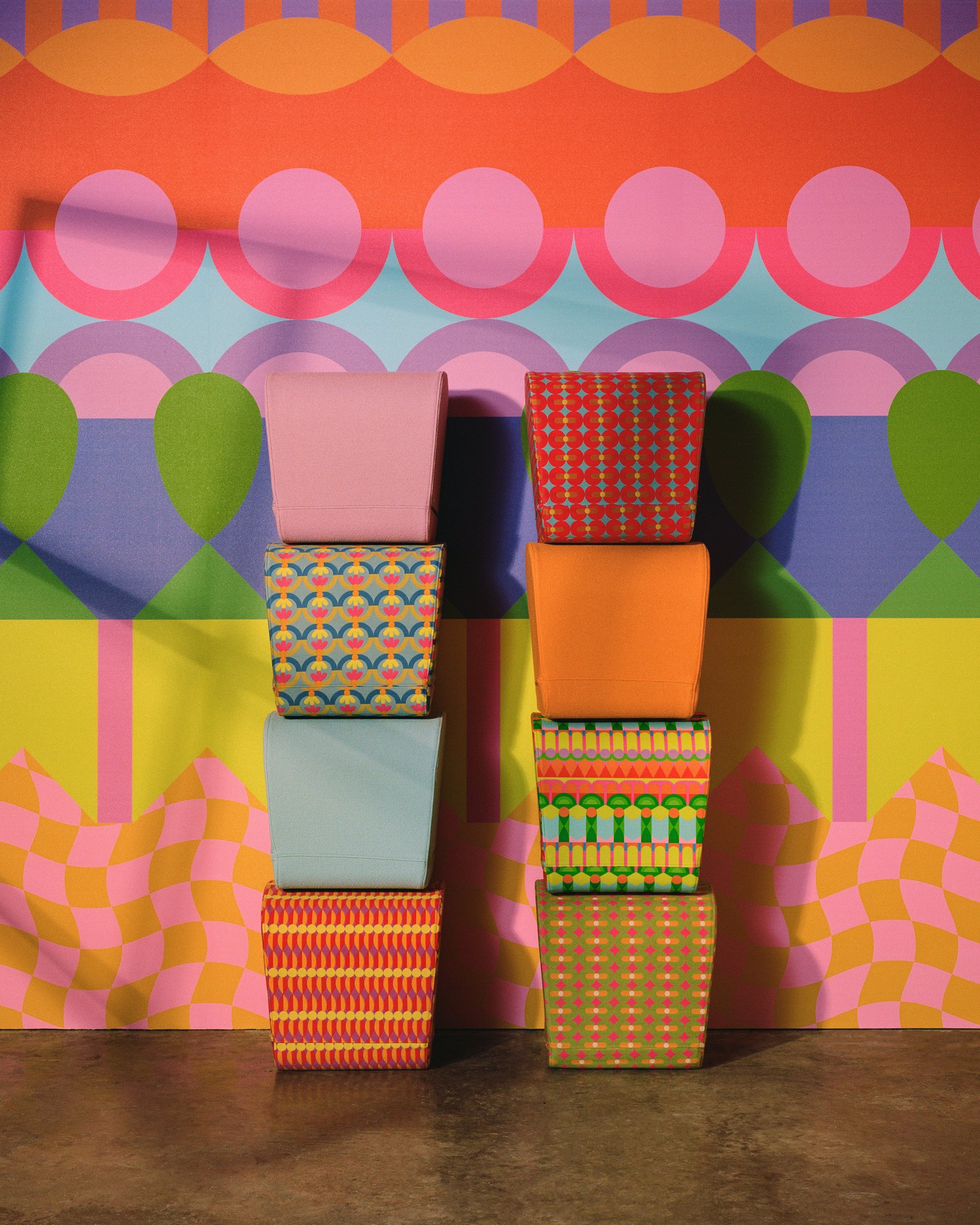 Colorful wallpapers and fabrics by Momentum and Yinka Ilori at Neocon 2024