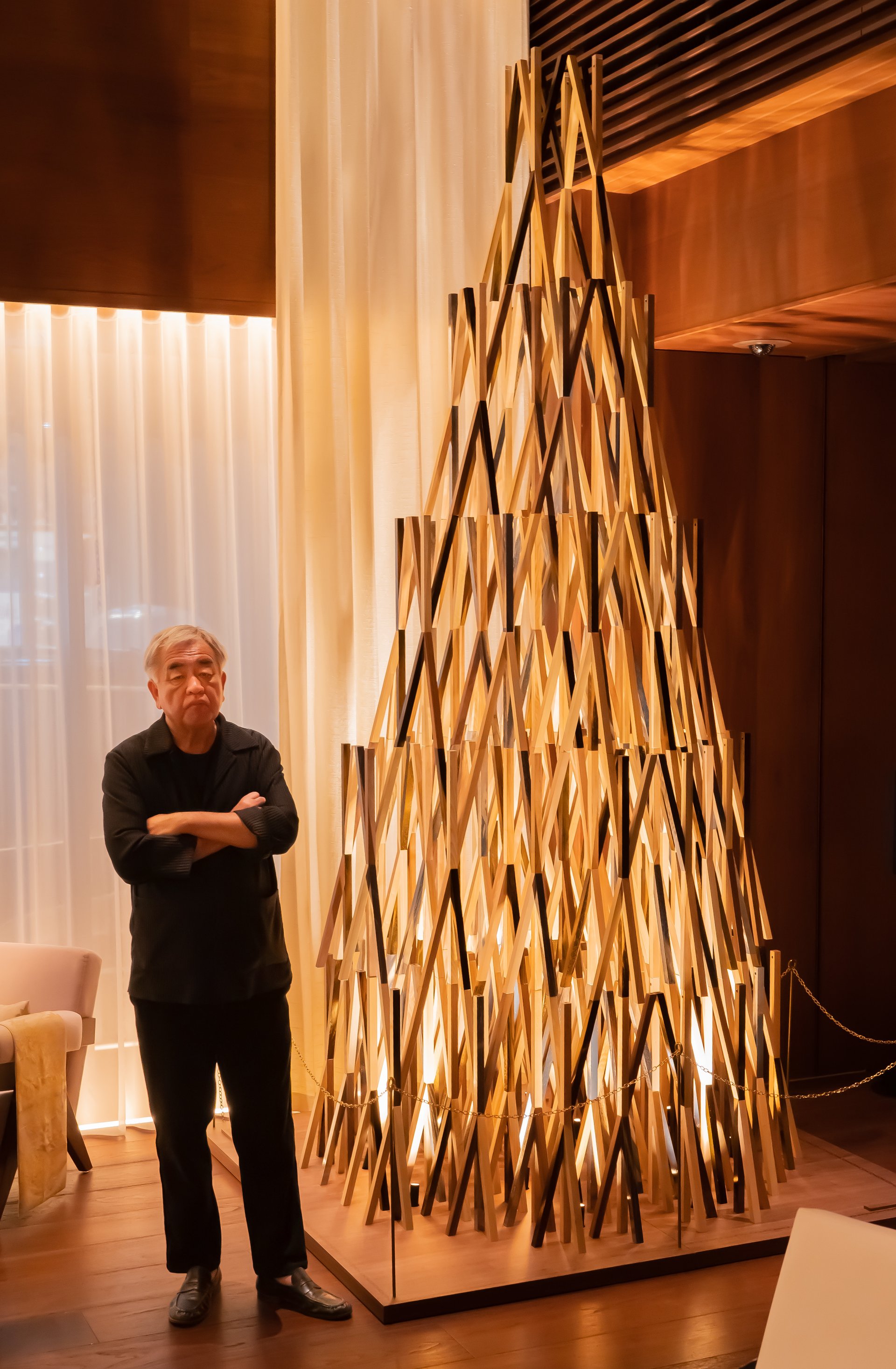 Kengo Kuma designs two signature Christmas trees for Tokyo EDITION lobbies