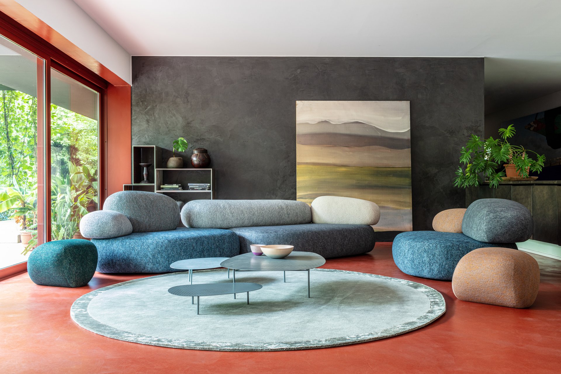 The new Pebble Rubble sofa system by Moroso designed by Front Design