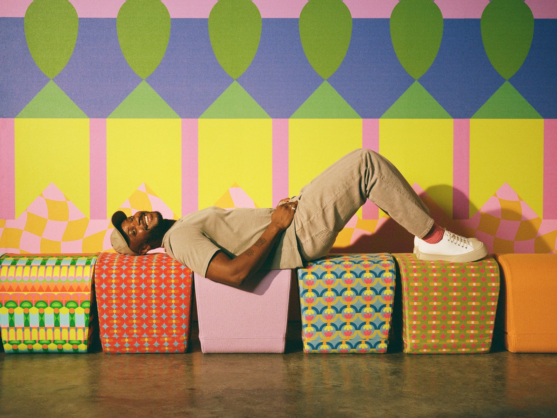 Colorful wallpapers and fabrics by Momentum and Yinka Ilori at Neocon 2024