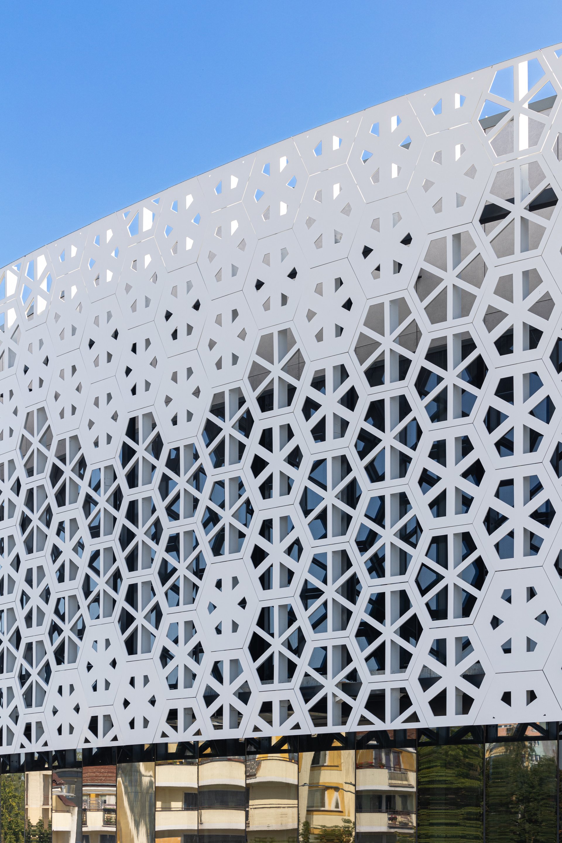 A façade made from HIMACS Solid Surface in Alpine White