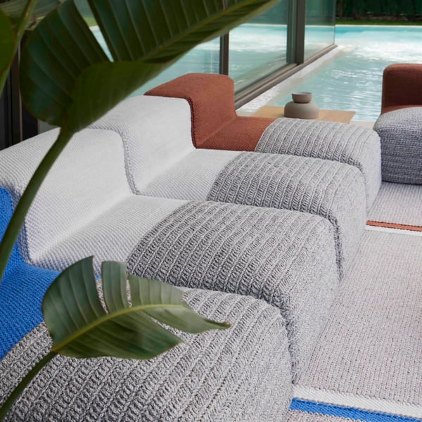 The GAN collection of outdoor poufs and rugs designed by Patricia Urquiola