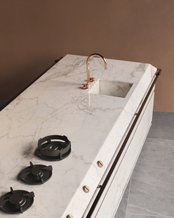 Marble + metal. The new Fendi kitchen
