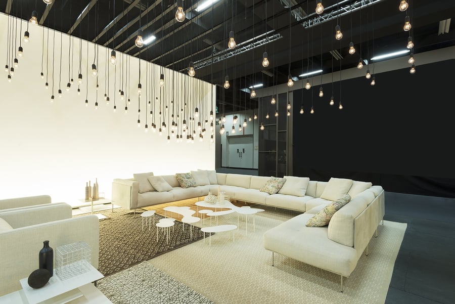 The new Living Divani collections under a sparkling cascade of light