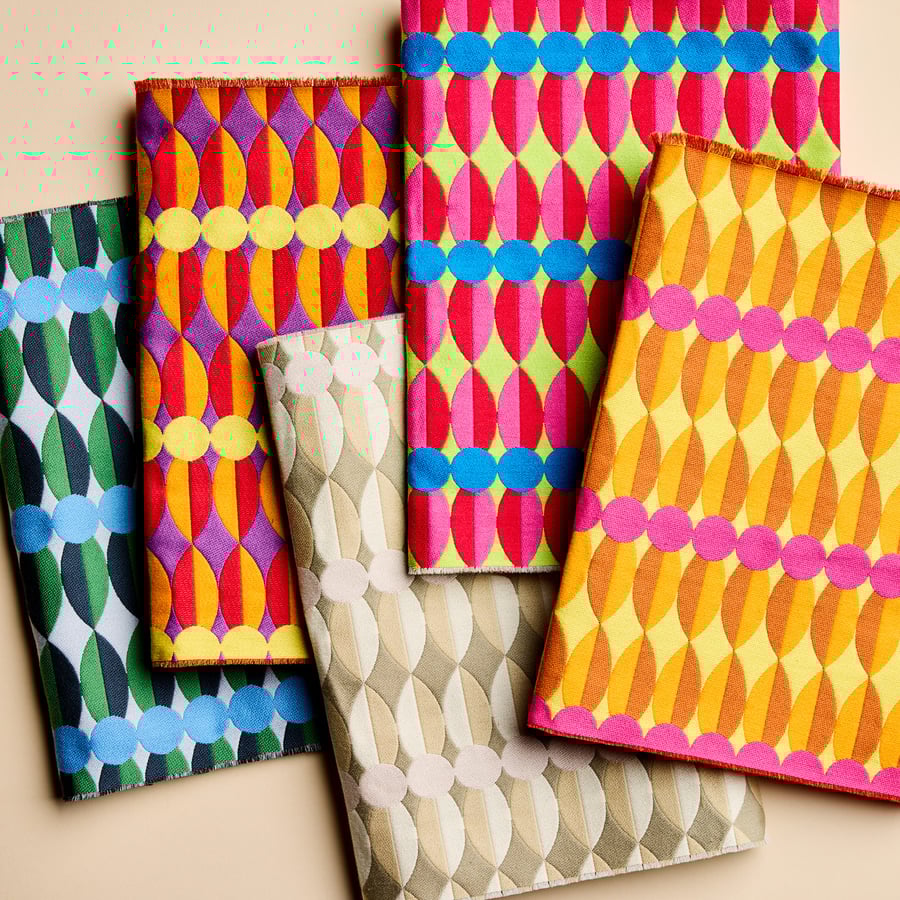 Colorful wallpapers and fabrics by Momentum and Yinka Ilori at Neocon 2024