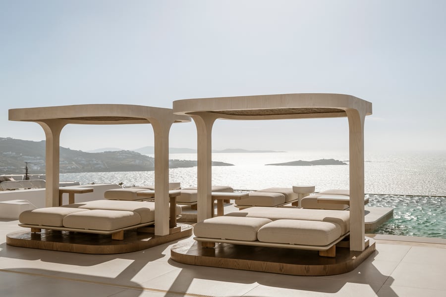 The Vondom Milos collection by Jean-Marie Massaud at the Lovia Mykonos Hotel