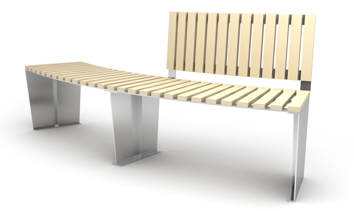Curved steel Bench, design by GIBILLERO design