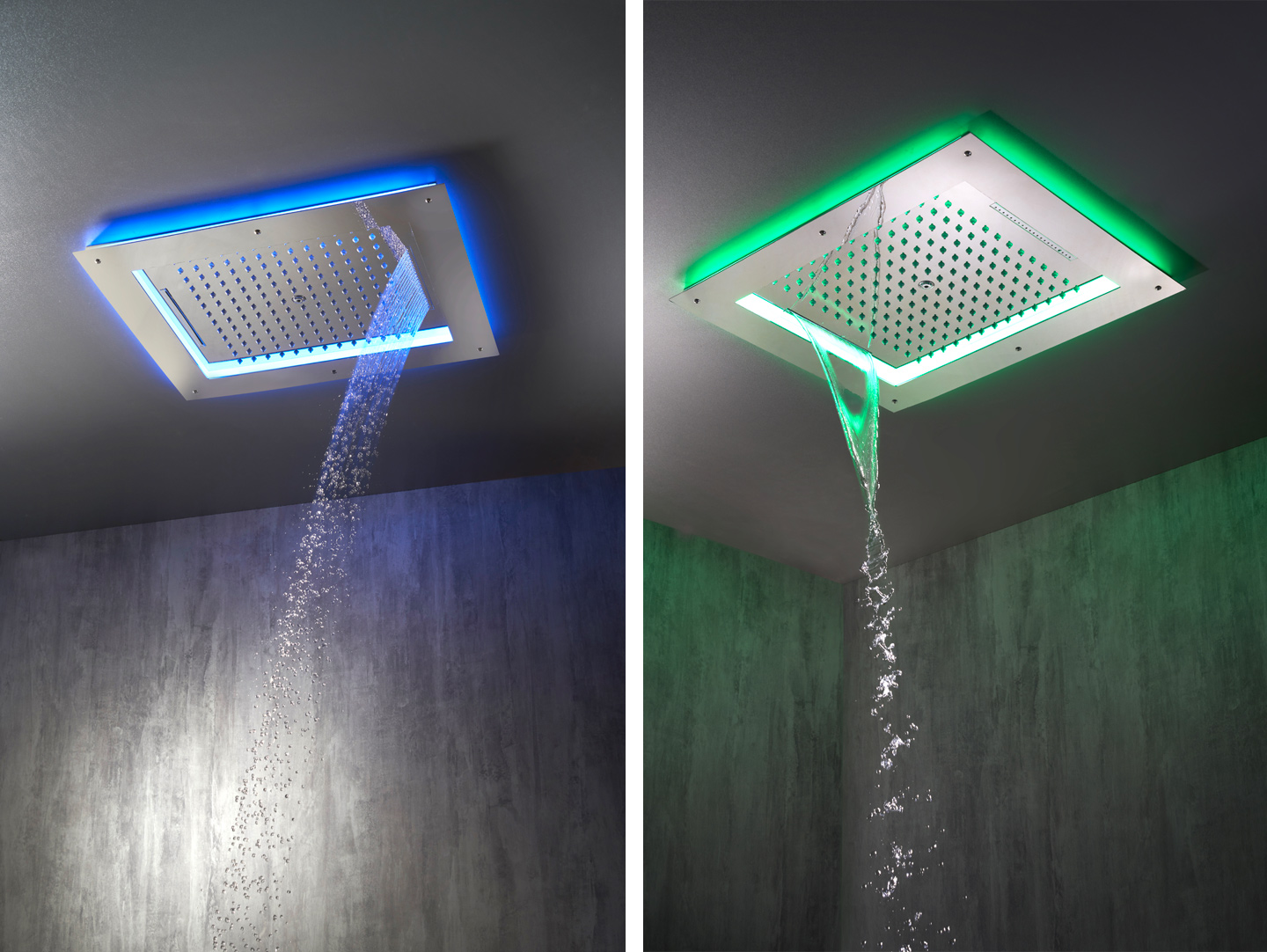 Multifunction shower head with RGB LED by Bossini