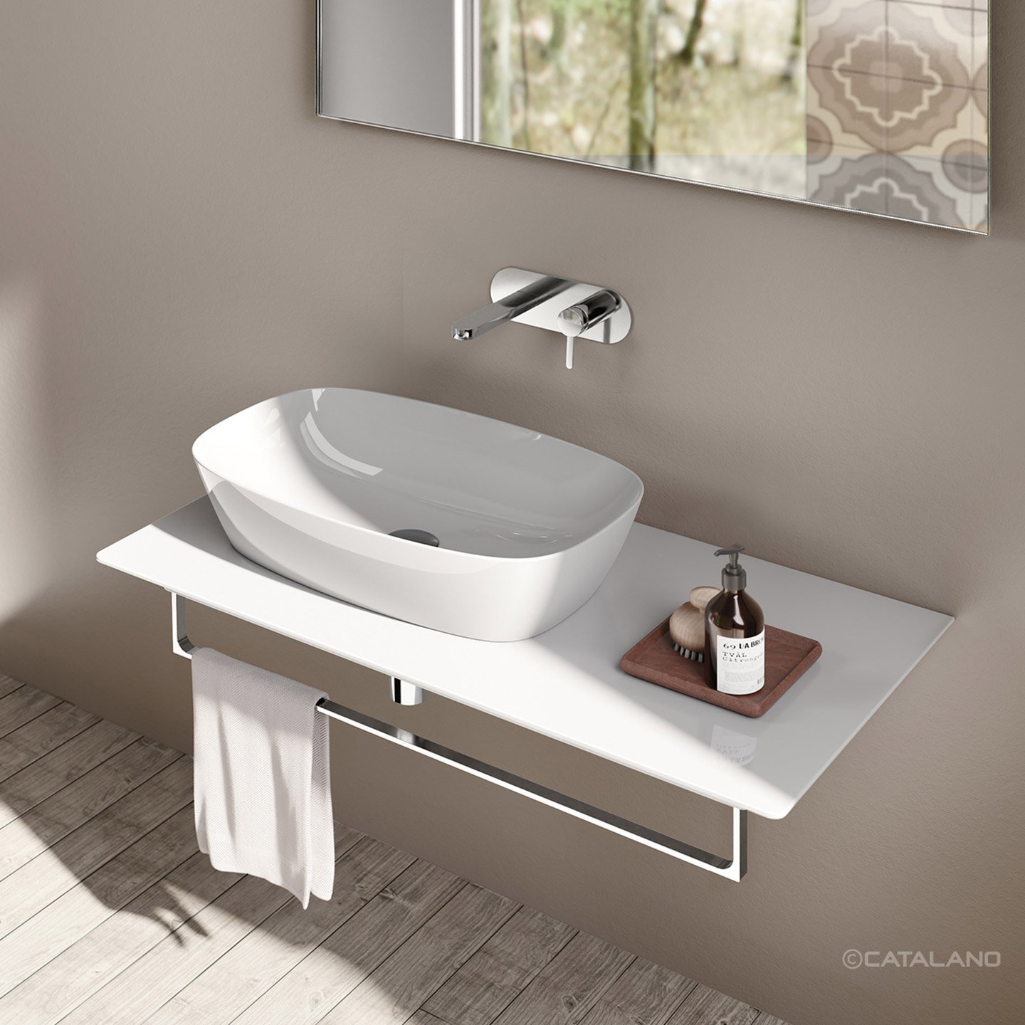 Catalano self-supporting Ceramic Top for sit-on washbasins