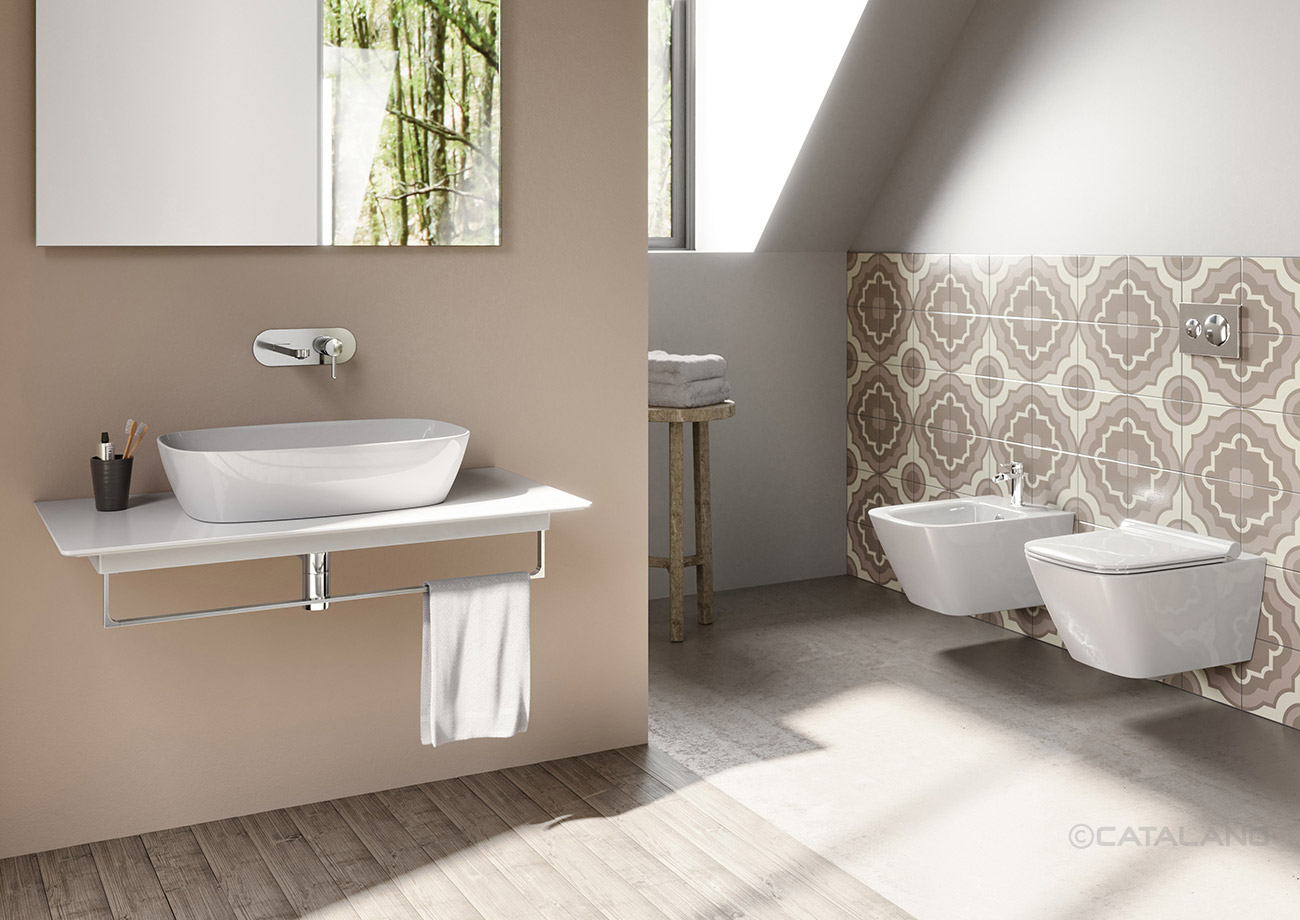 Catalano self-supporting Ceramic Top for sit-on washbasins
