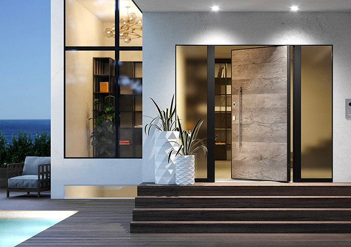 Pivot security door with sidelights Di.Big: configure your door