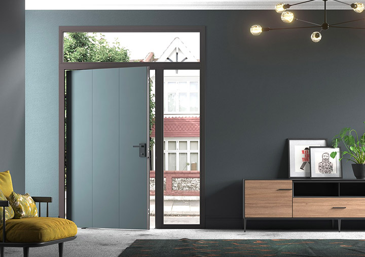 Pivot security door with sidelights Di.Big: configure your door
