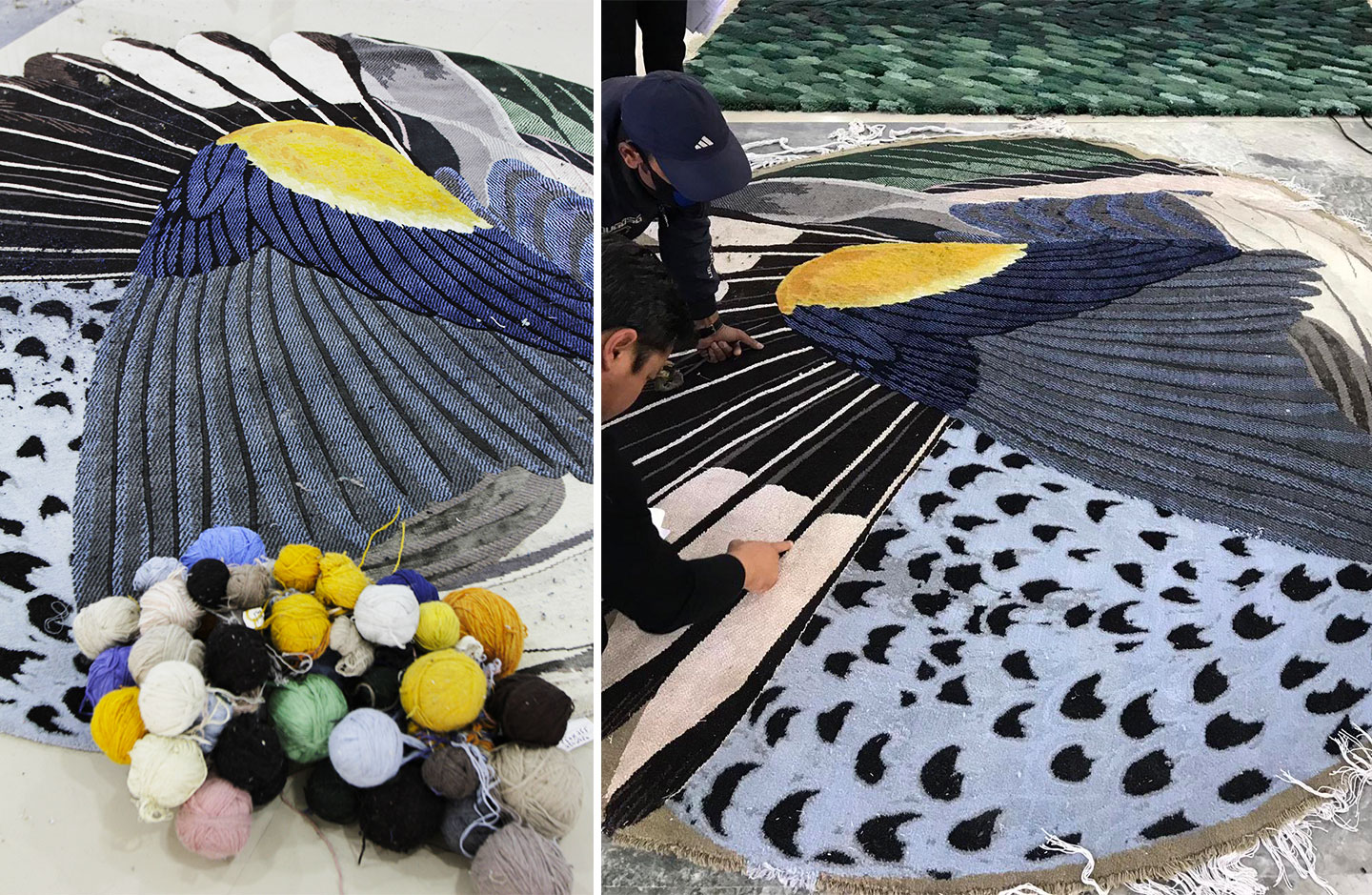Handmade cc-tapis rugs inspired by the volatile world Feathers Round