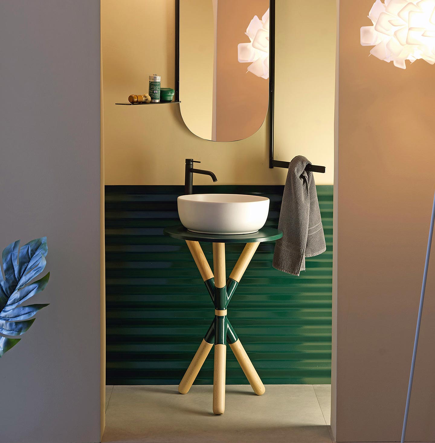 Ceramic and wood bathroom furniture: Scarabeo CROSS